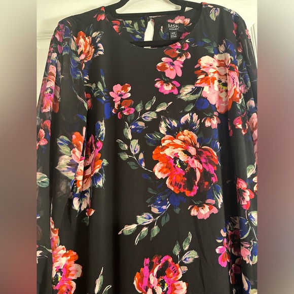 MSK | Dresses | Msk Women Dress 8w Black With Gorgeous Flowers | Poshmark